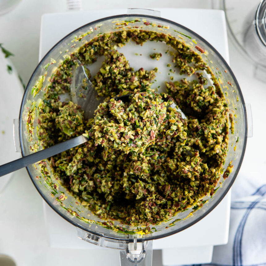 Best Green Olive Tapenade (Fresh, Easy + Quick Appetizer)